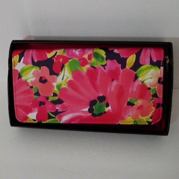 Trina Turk | Bags | Trina Turk Trina Wallet Pink Floral Zip Around ...
